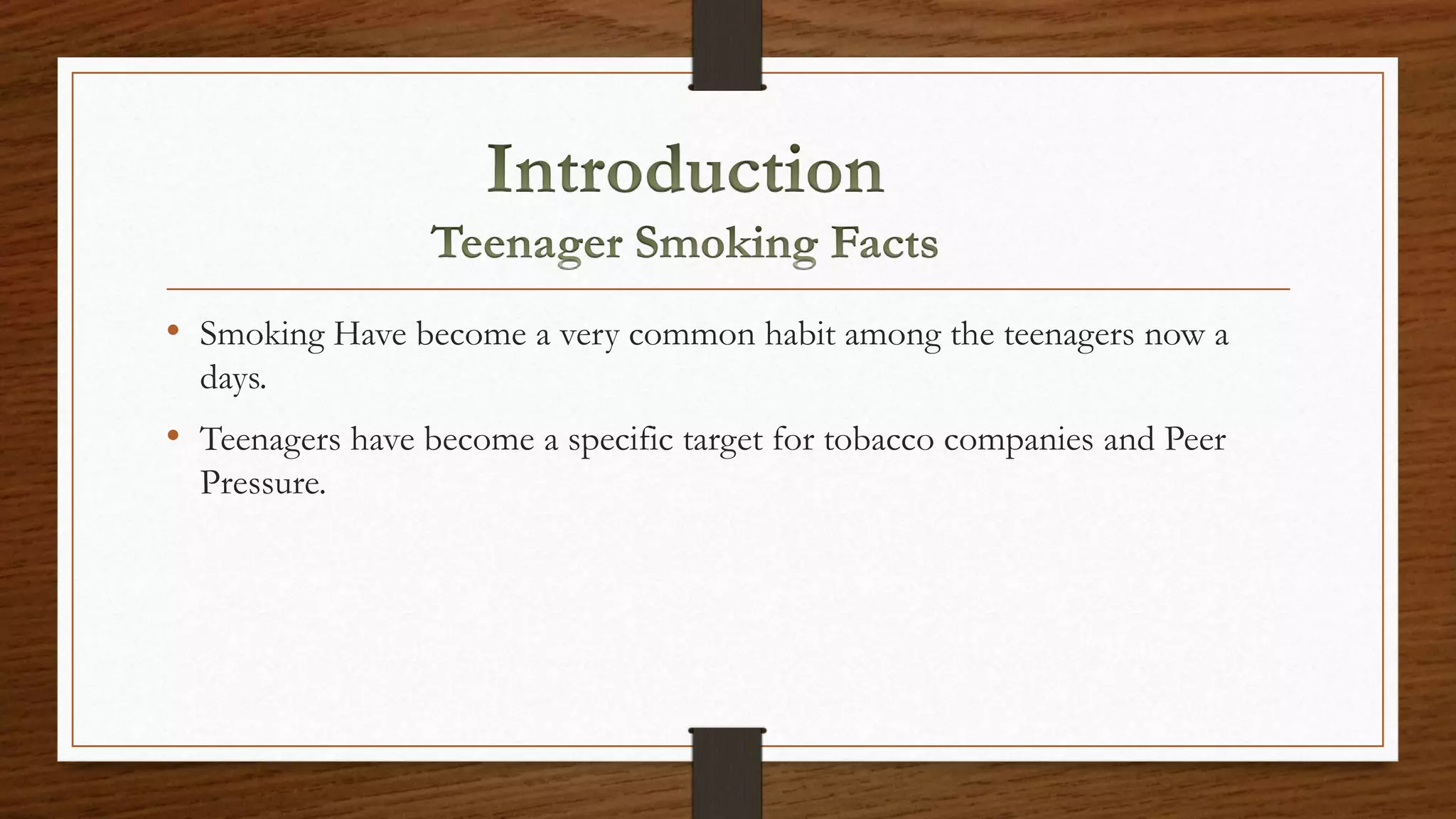 Teenage Smoking Facts | PPTX