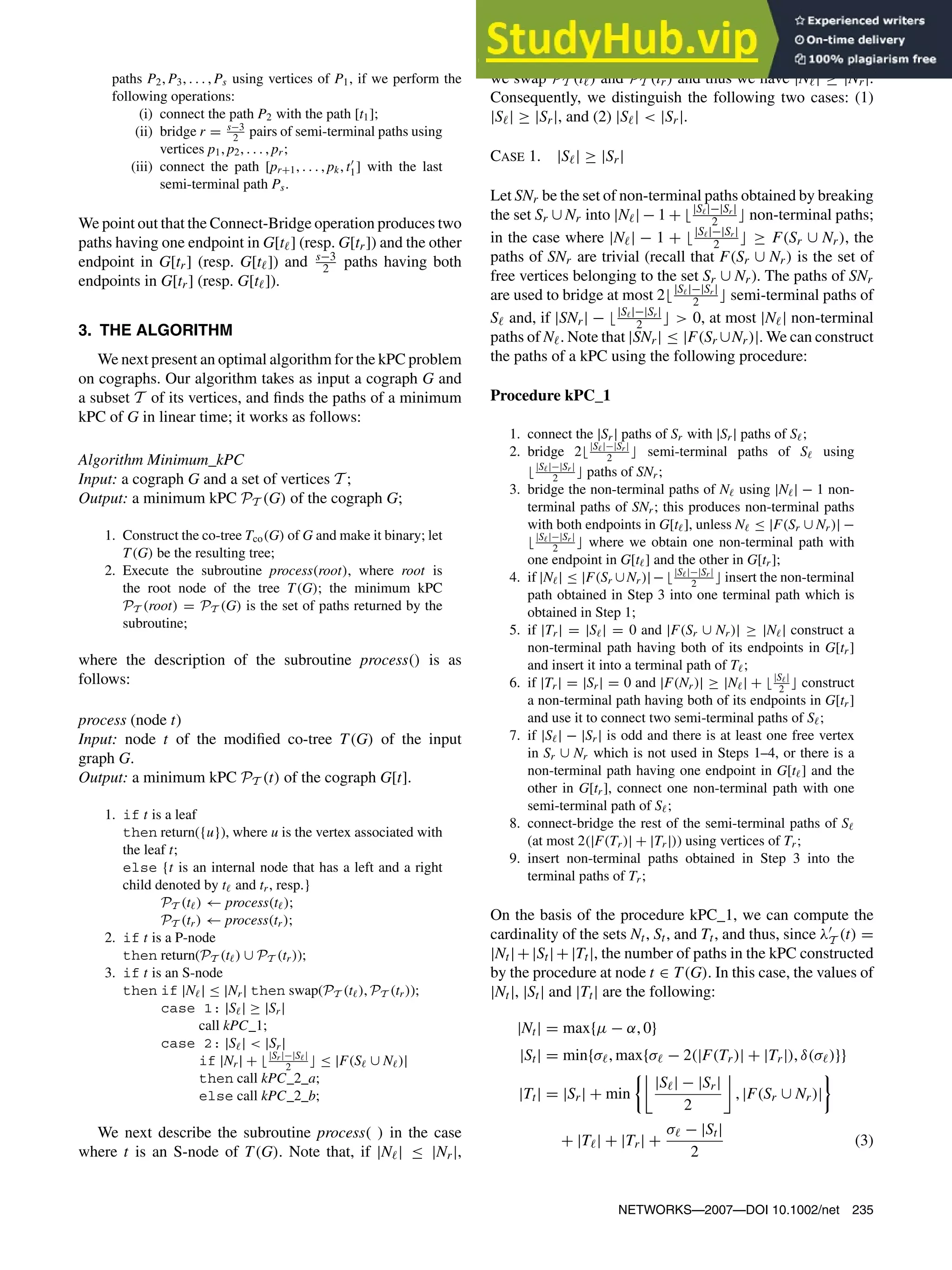 A Linear Time Algorithm For Thek Fixed Endpoint Path Cover Problem On Cographs Pdf