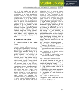 A LINEAR PROGRAMMING METHOD TO ENHANCE RESOURCE UTILIZATION CASE OF ...