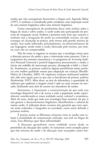 A língua de sinais constituindo o surdo como sujeito | PDF