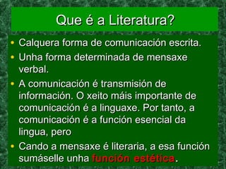 A linguaxe literaria 3º eso | PPT