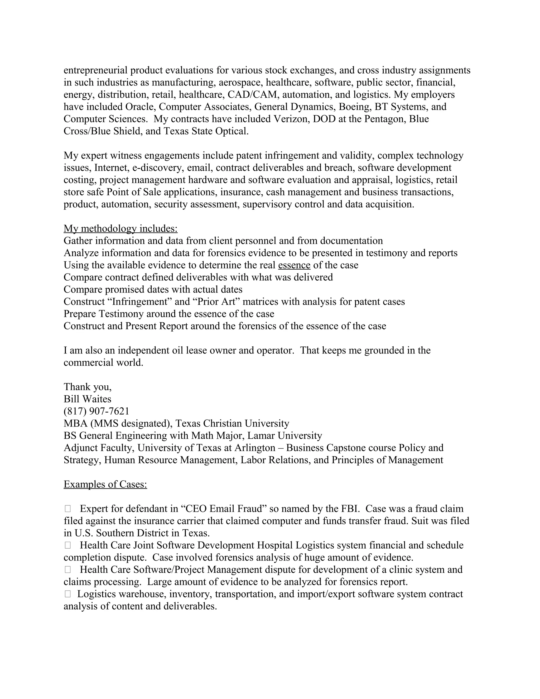 Bill WaitesForensics Expert Witness CV | PDF