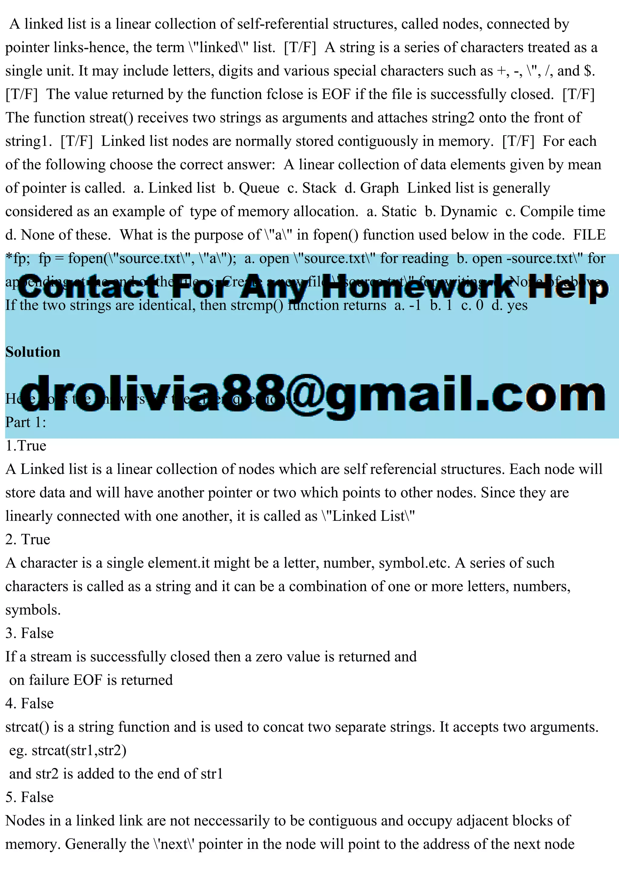 A Linked List Is A Linear Collection Of Self Referential Structures Pdf