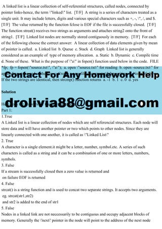 A linked list is a linear collection of self-referential structures, .pdf