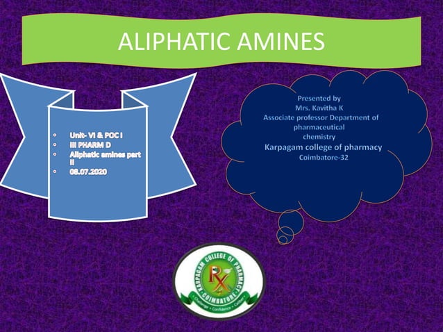 Aliphatic amines part II | PPTX | Chemistry | Science