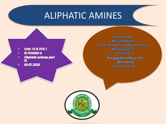 Aliphatic amines part III | PPTX