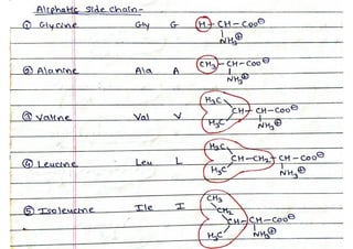 Aliphatic side chain containing Amino acids | PDF | Chemistry | Science