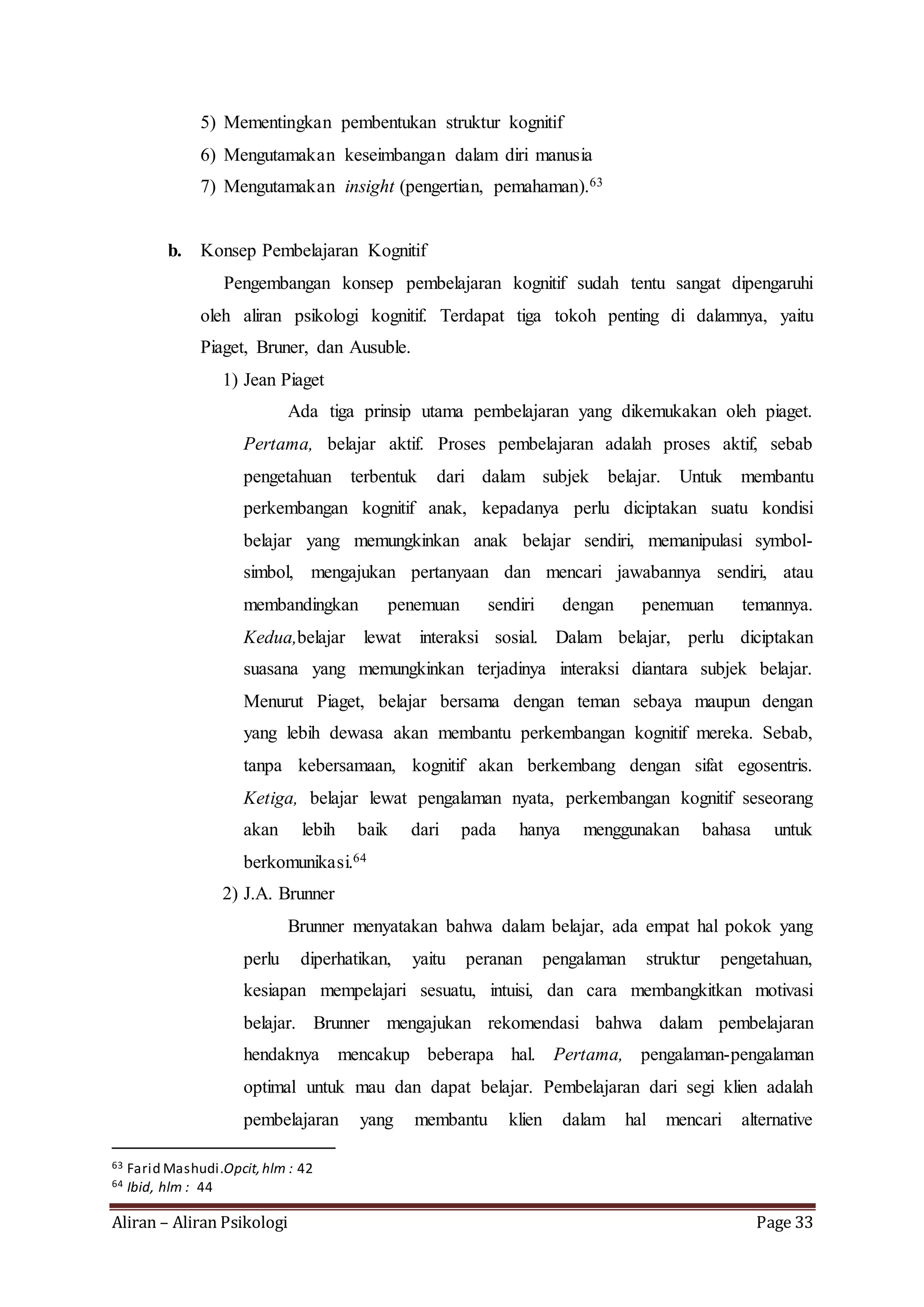 Aliran aliran psikologi | DOCX