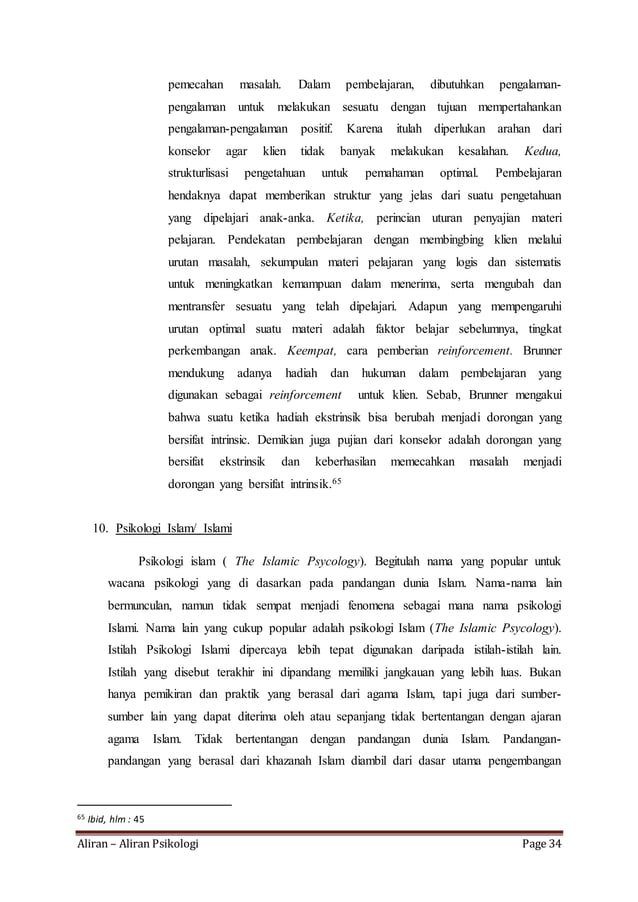 Aliran aliran psikologi | DOCX