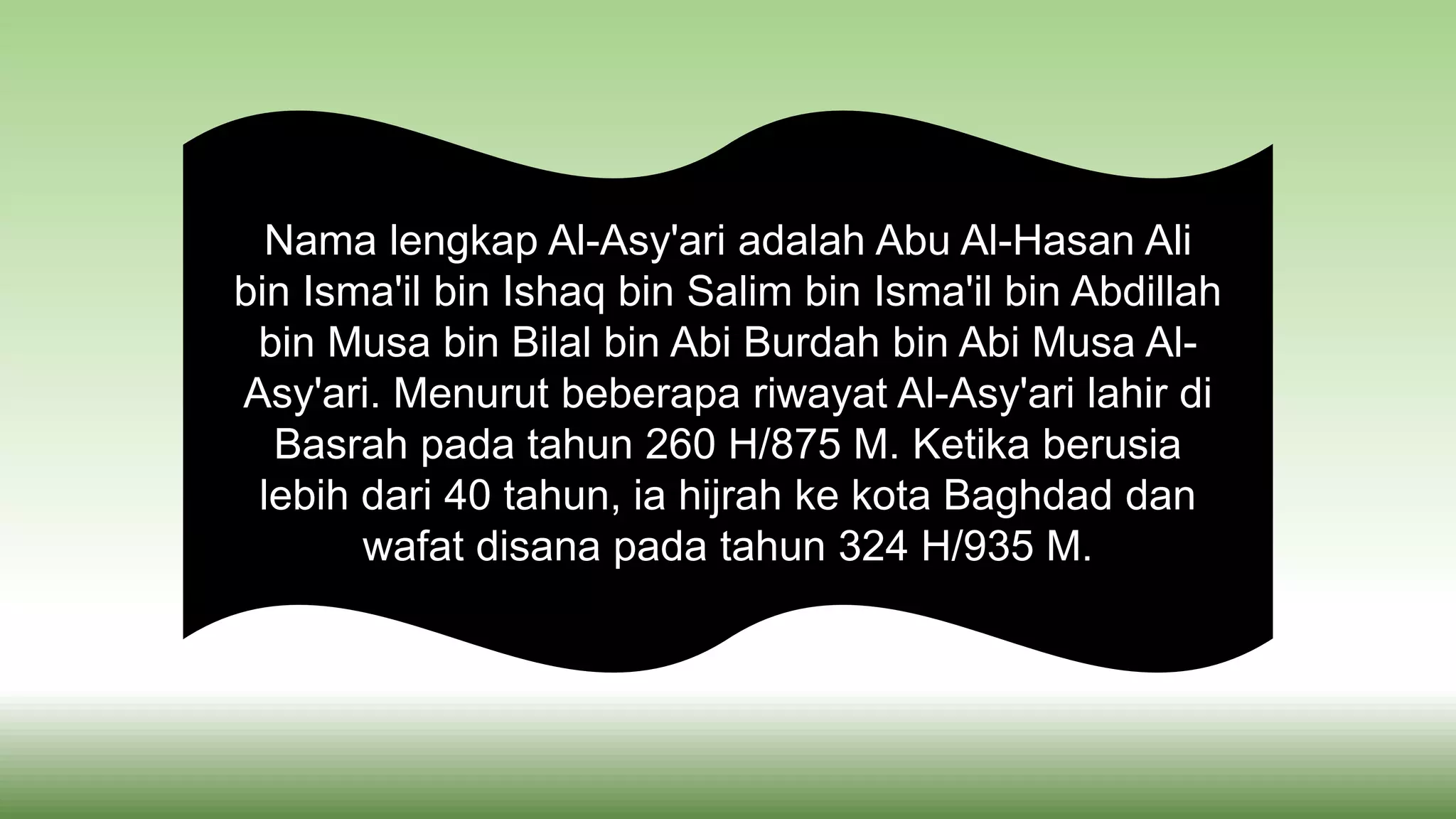 Aliran Asyariyah (Aswaja), Mata kuliah Tauhid Ilmu kalam | PPTX