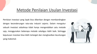Aliran kas dan metode evaluasi investasi | PPTX