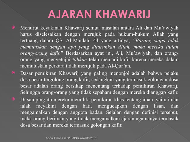 sejarah dan pengetahuan tentang ALIRAN KHAWARIJ.pptx