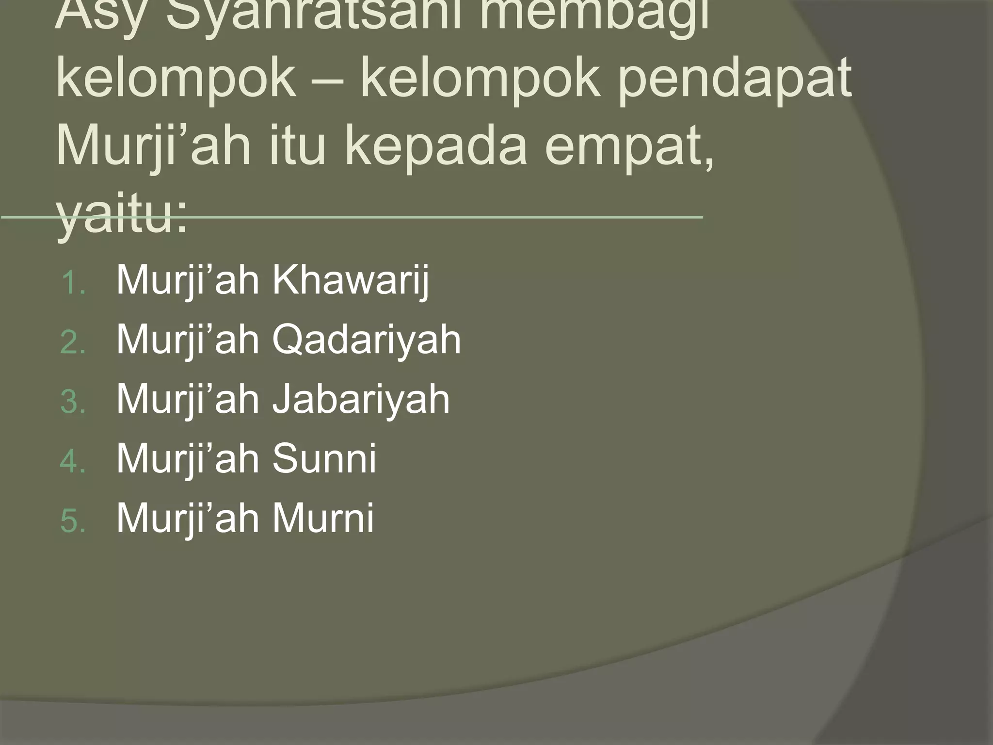 Aliran murjiah | PPTX