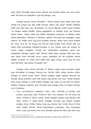 Aliran teologi islam mu'tazilah | DOCX