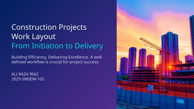 Construction project work layout from initiation | PPTX