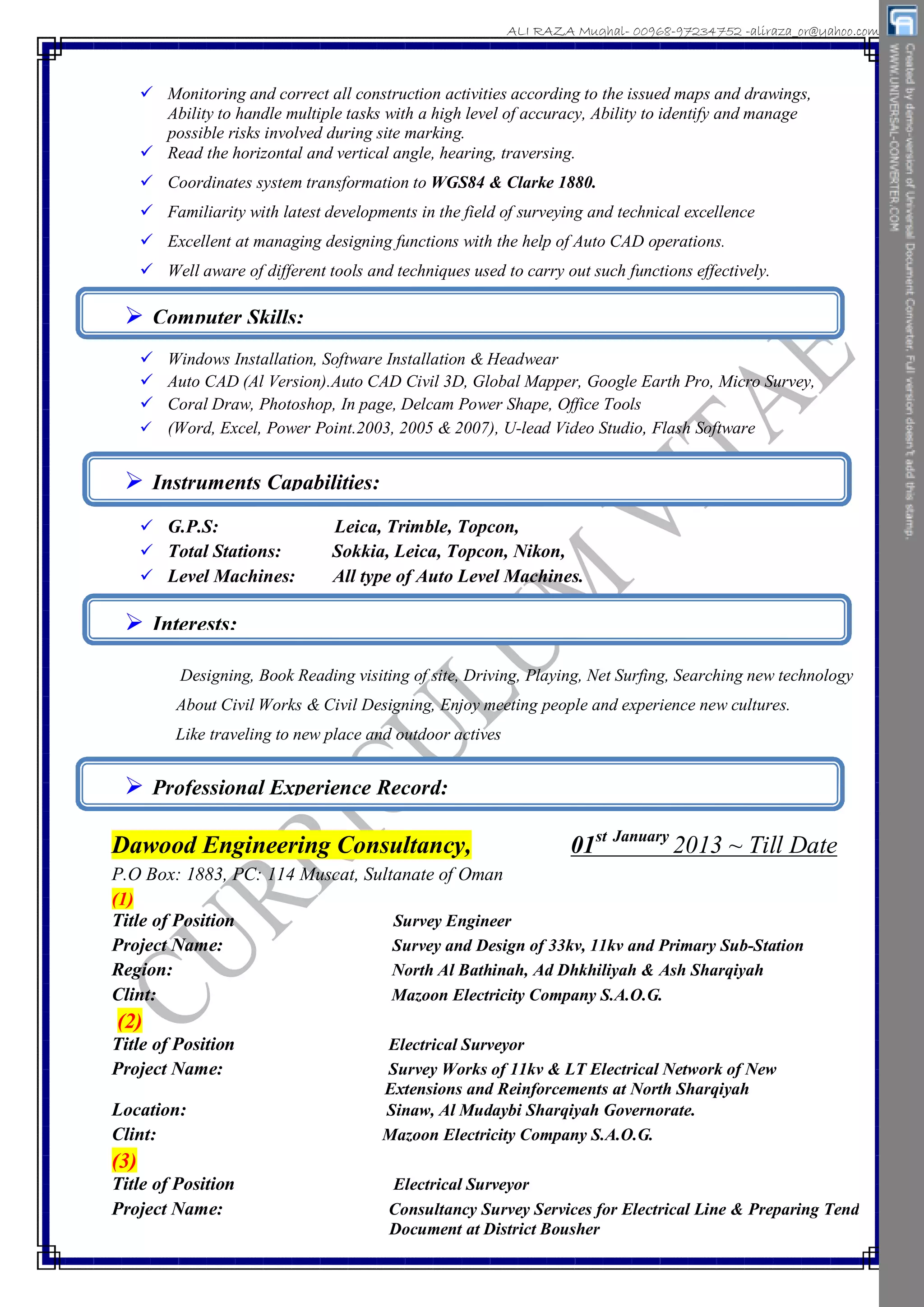 Senior Surveyor CV | PDF