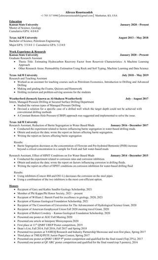 Alireza roustazadeh résumé | PDF