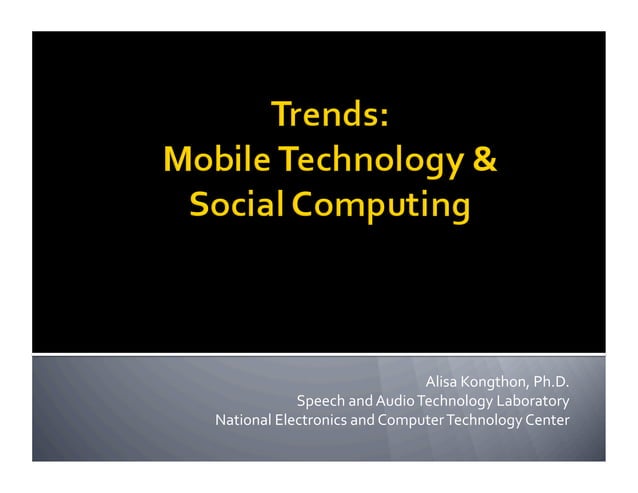 Trends : Social Computing & Mobile Technology | PPT