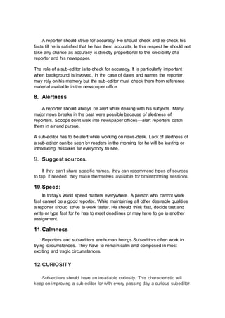 Qualities Of Sub Editor | DOCX