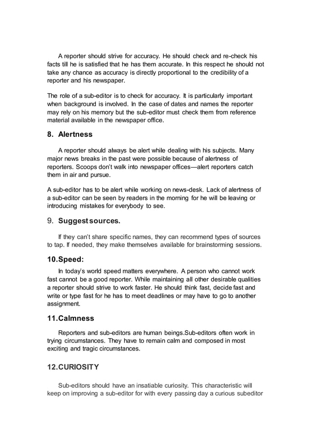 Qualities Of Sub Editor | DOCX | Desktop Publishing | Computer Software ...