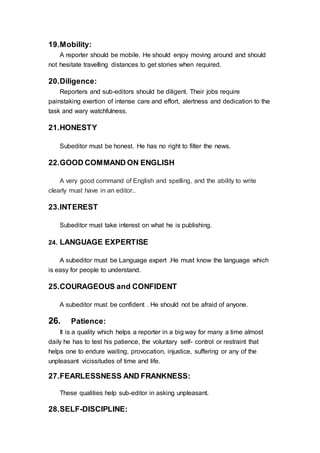Qualities Of Sub Editor | DOCX