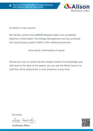 Alison attestation-737-9118939 | PDF
