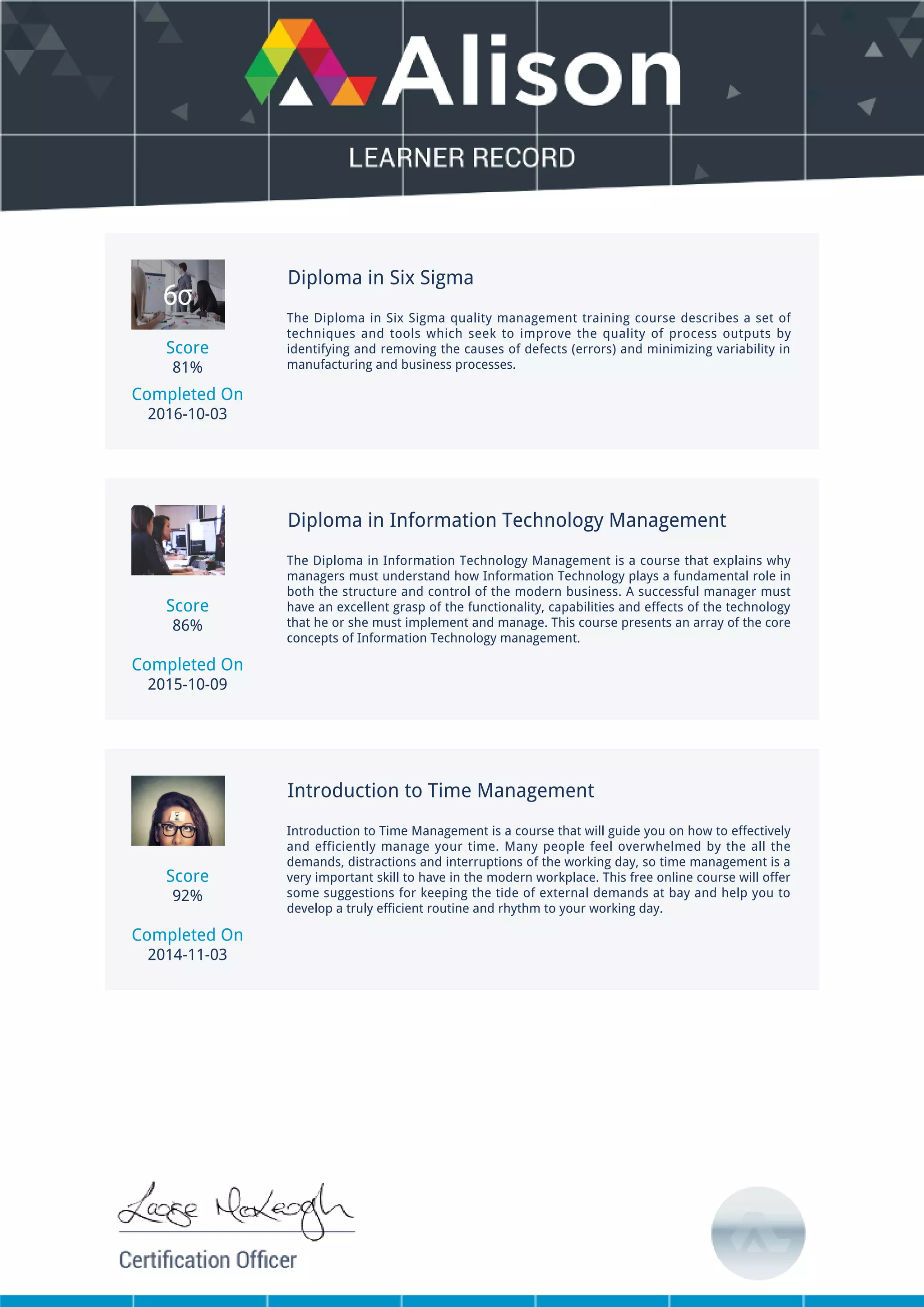 Alison learner record | PDF