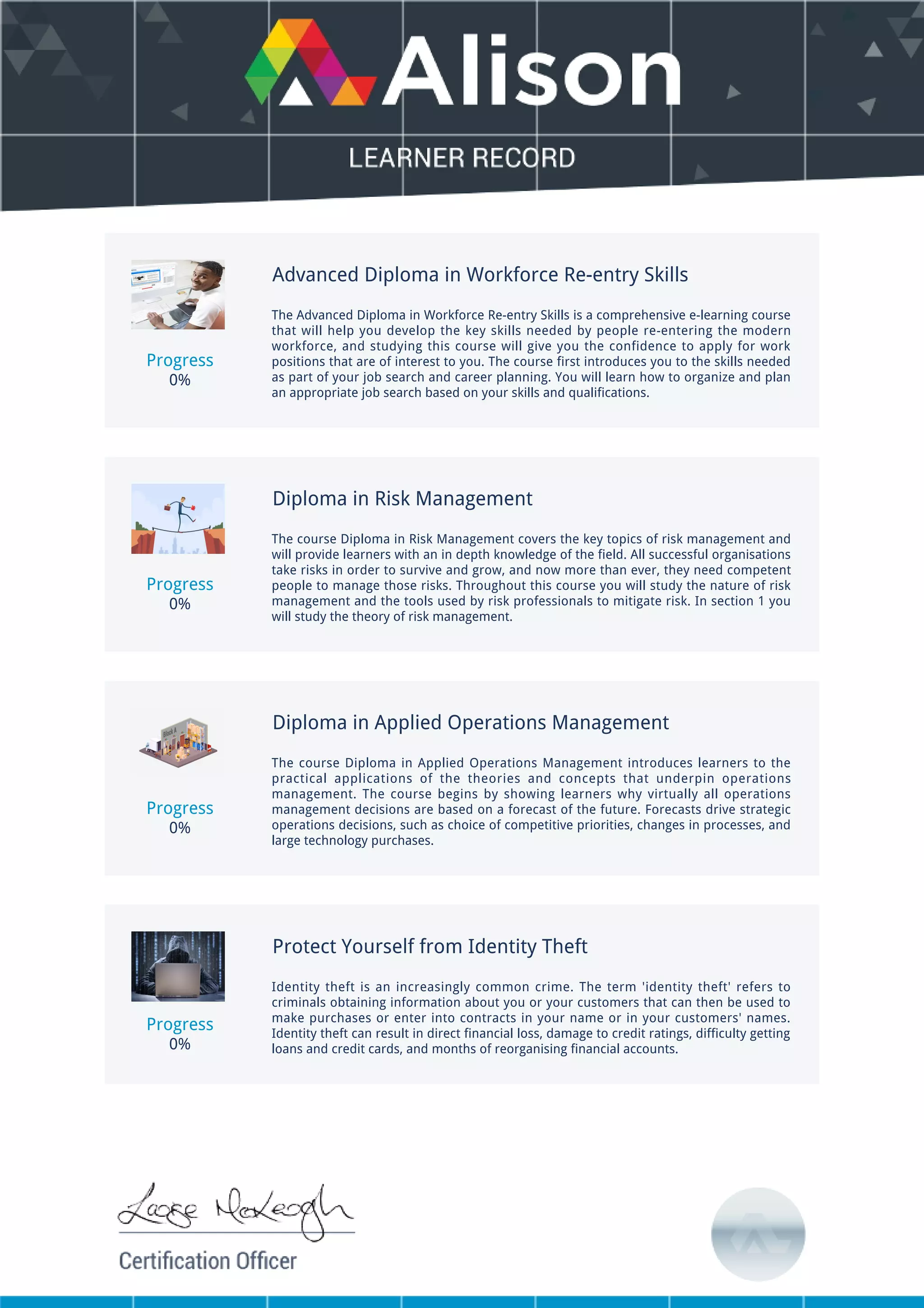 Alison learner record | PDF