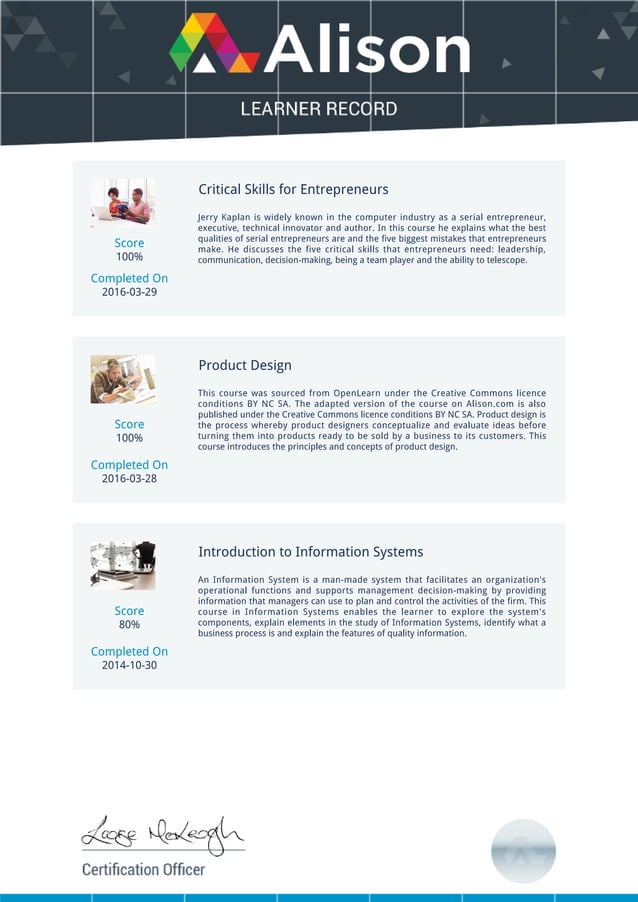 Alison learner record | PDF