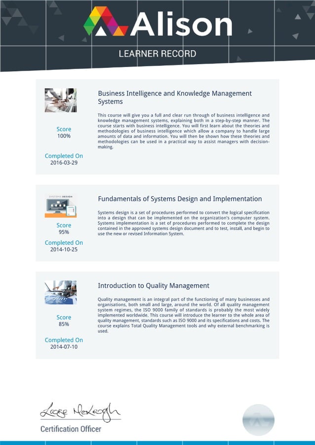 Alison learner record | PDF