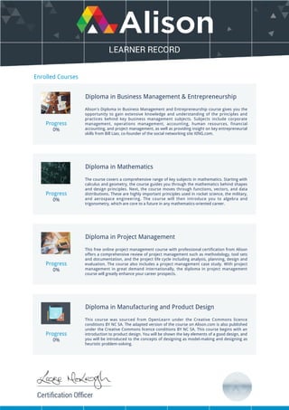 Alison learner record | PDF