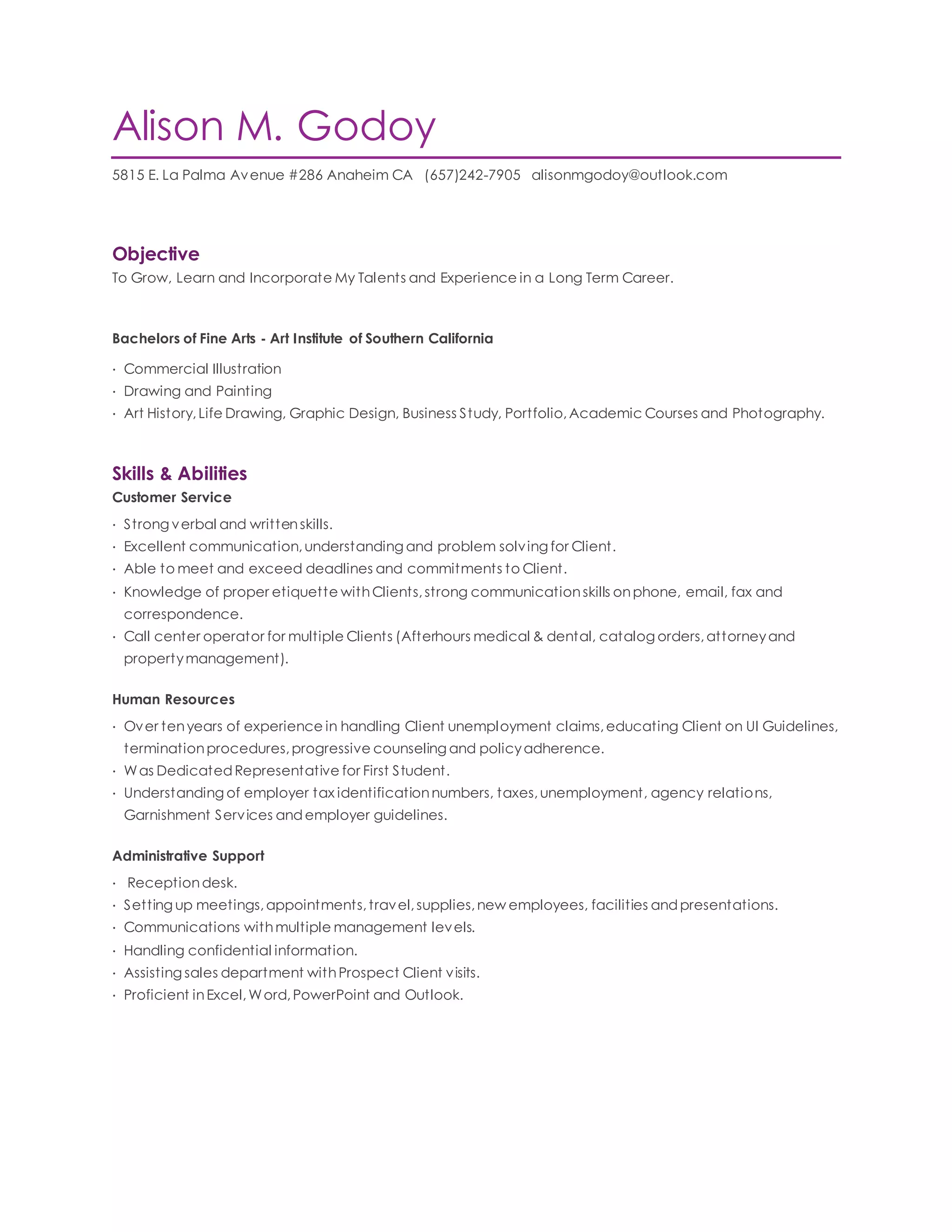 Alison m. godoy resume 2015 | DOCX