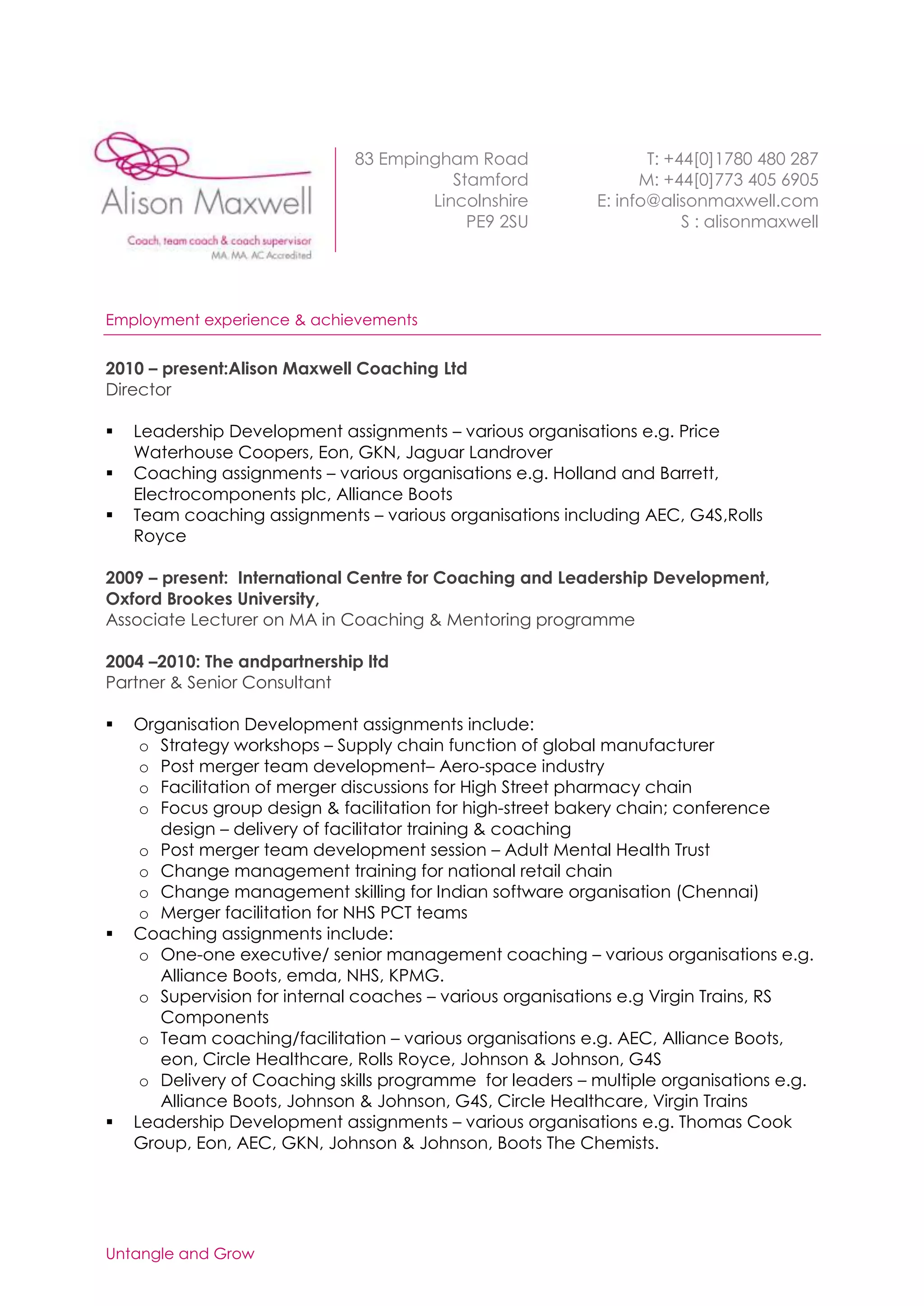 Alison Maxwell CV | DOCX