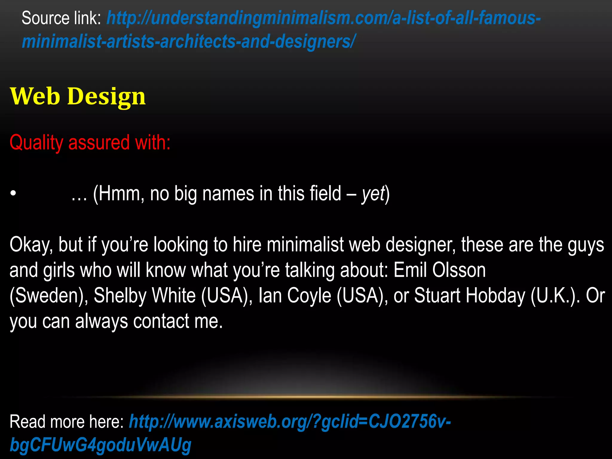 A list of all famous minimalist artists, architects and designers | PPTX