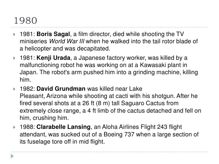 A list of unusual deaths