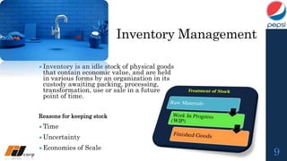 Pepsi Inventory Management, Distribution Channels and Warehousing | PPSX