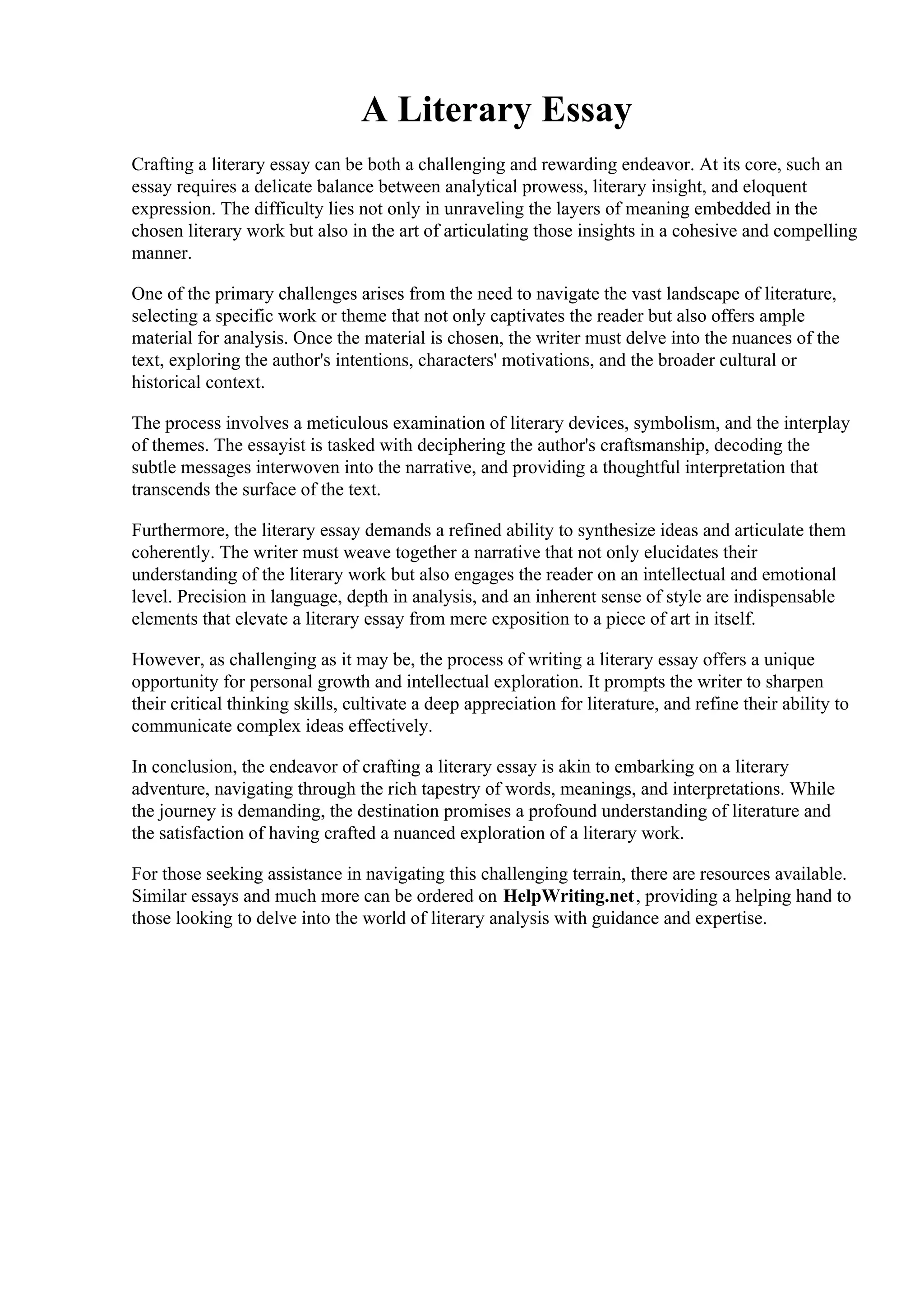 A Literary Essay | PDF