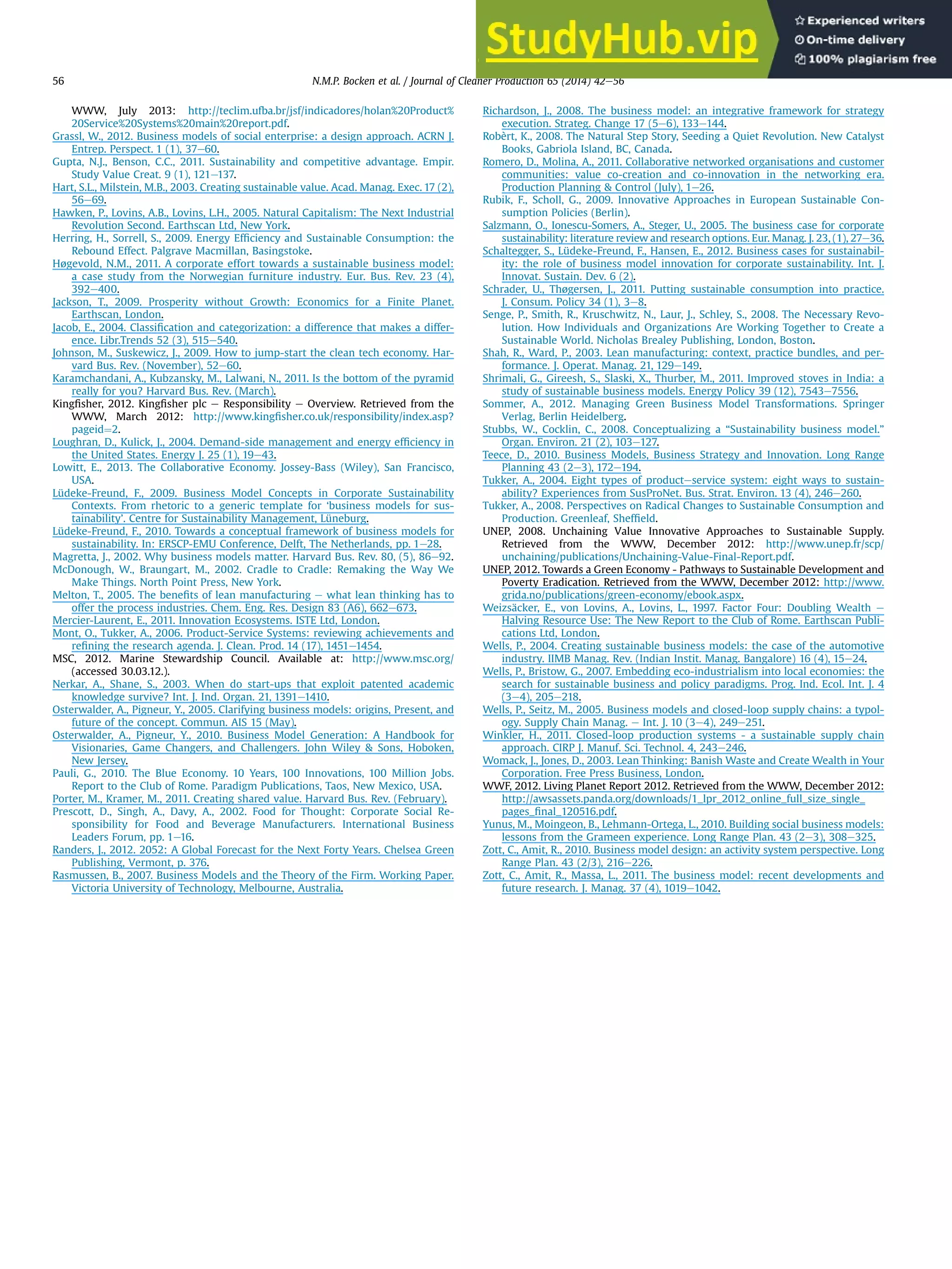 A Literature And Practice Review To Develop Sustainable Business Model Archetypes | PDF