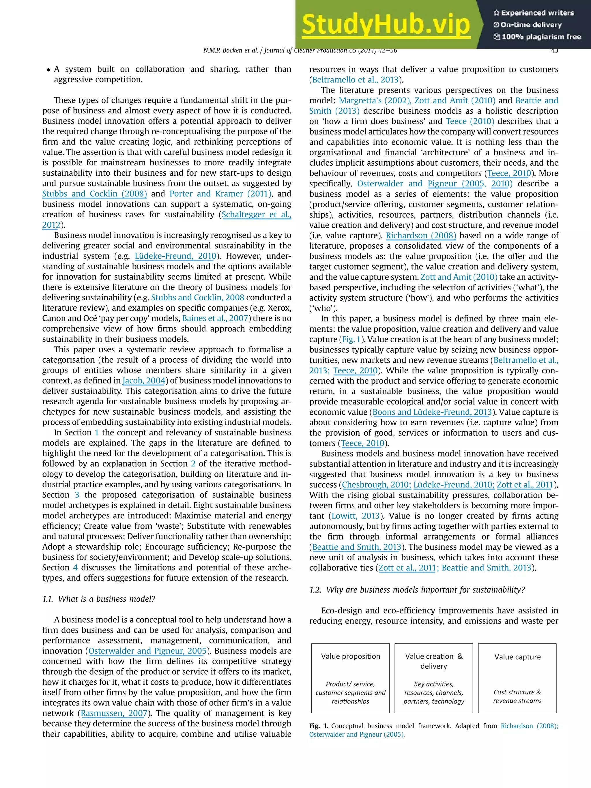 A Literature And Practice Review To Develop Sustainable Business Model ...