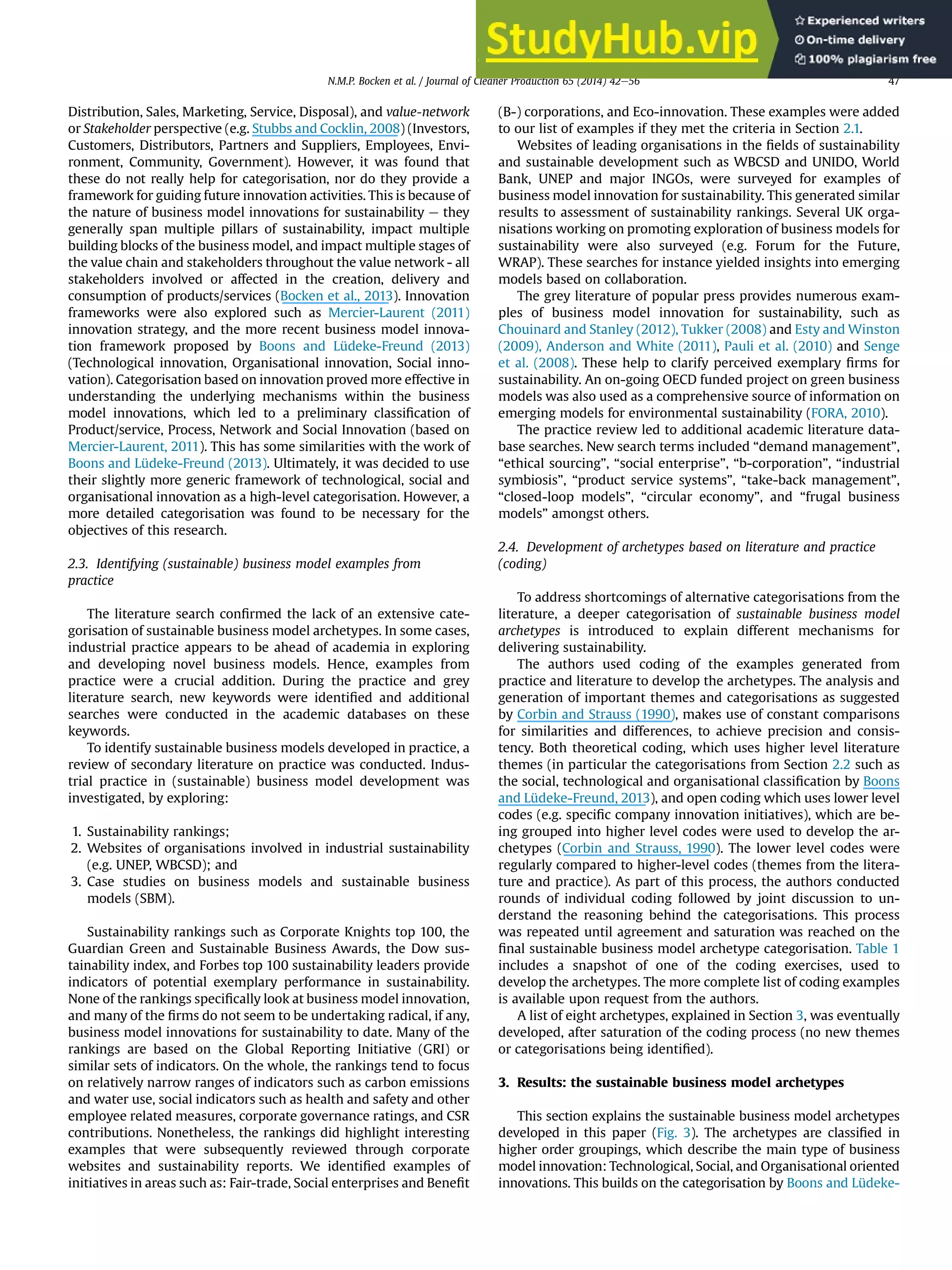 A Literature And Practice Review To Develop Sustainable Business Model ...