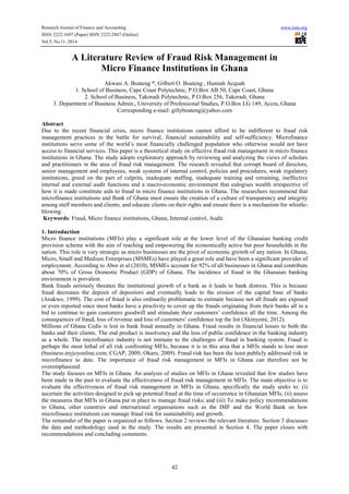 A literature review of fraud risk management in micro finance ...