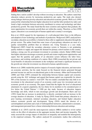 A Literature Review Of Human Capital And Economic Growth | PDF