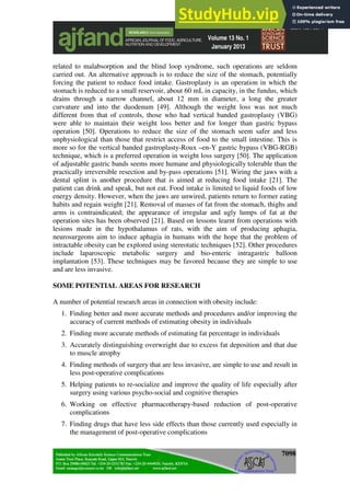 A Literature Review Of Role Of Obesity In Adult Health With Reference ...