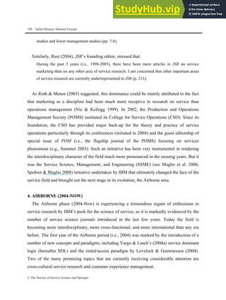 A Literature Review Of Service Research Since 1993 | PDF