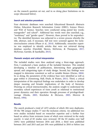 A Literature Review Of The Secondary School Experiences Of Trans Youth ...