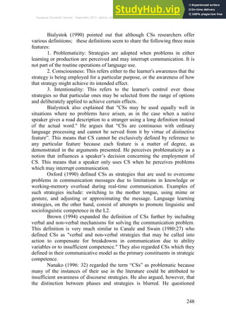 A LITERATURE REVIEW ON COMMUNICATION STRATEGIES IN LANGUAGE LEARNING | PDF