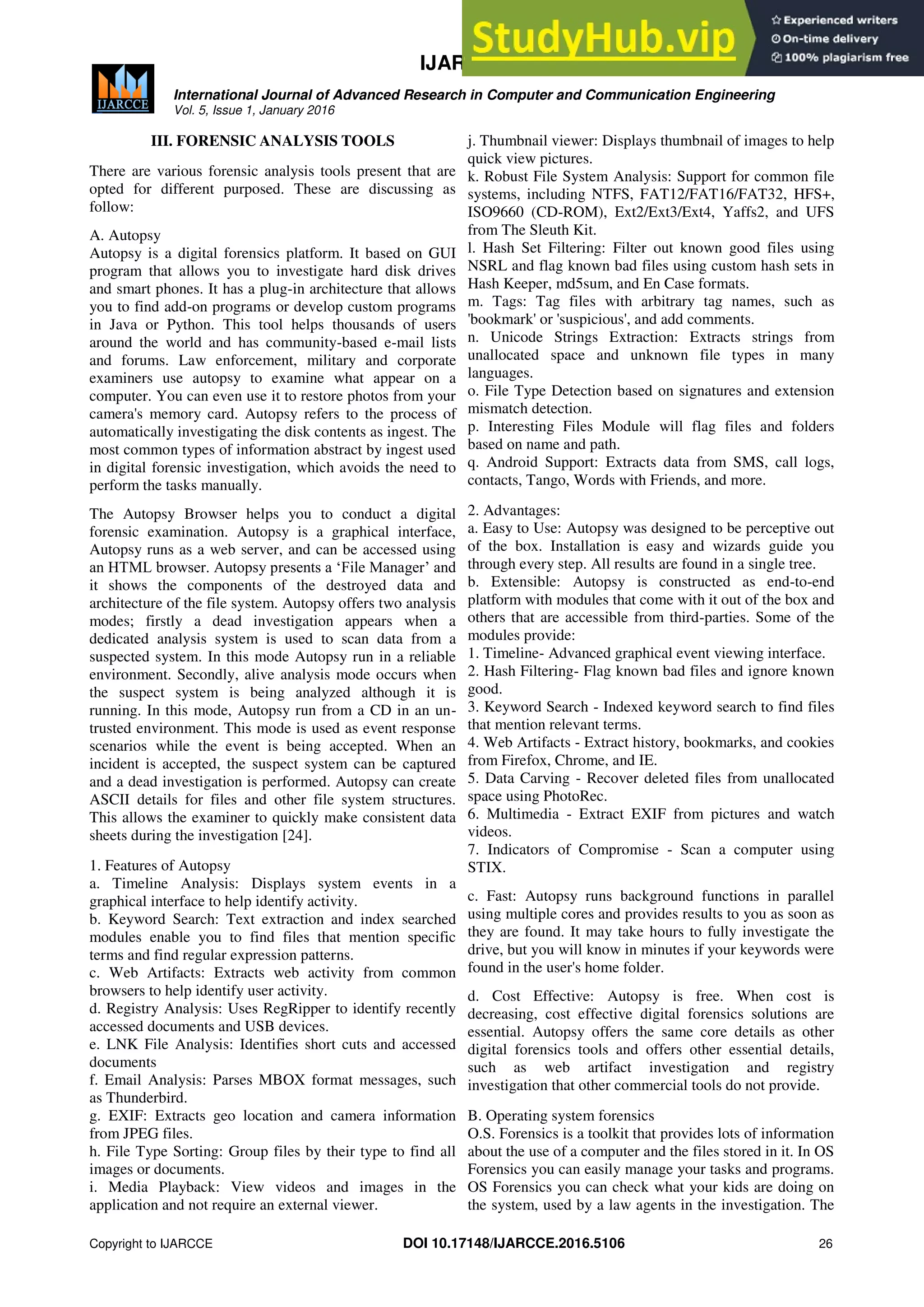 A Literature Review On Cyber Forensic And Its Analysis Tools | PDF