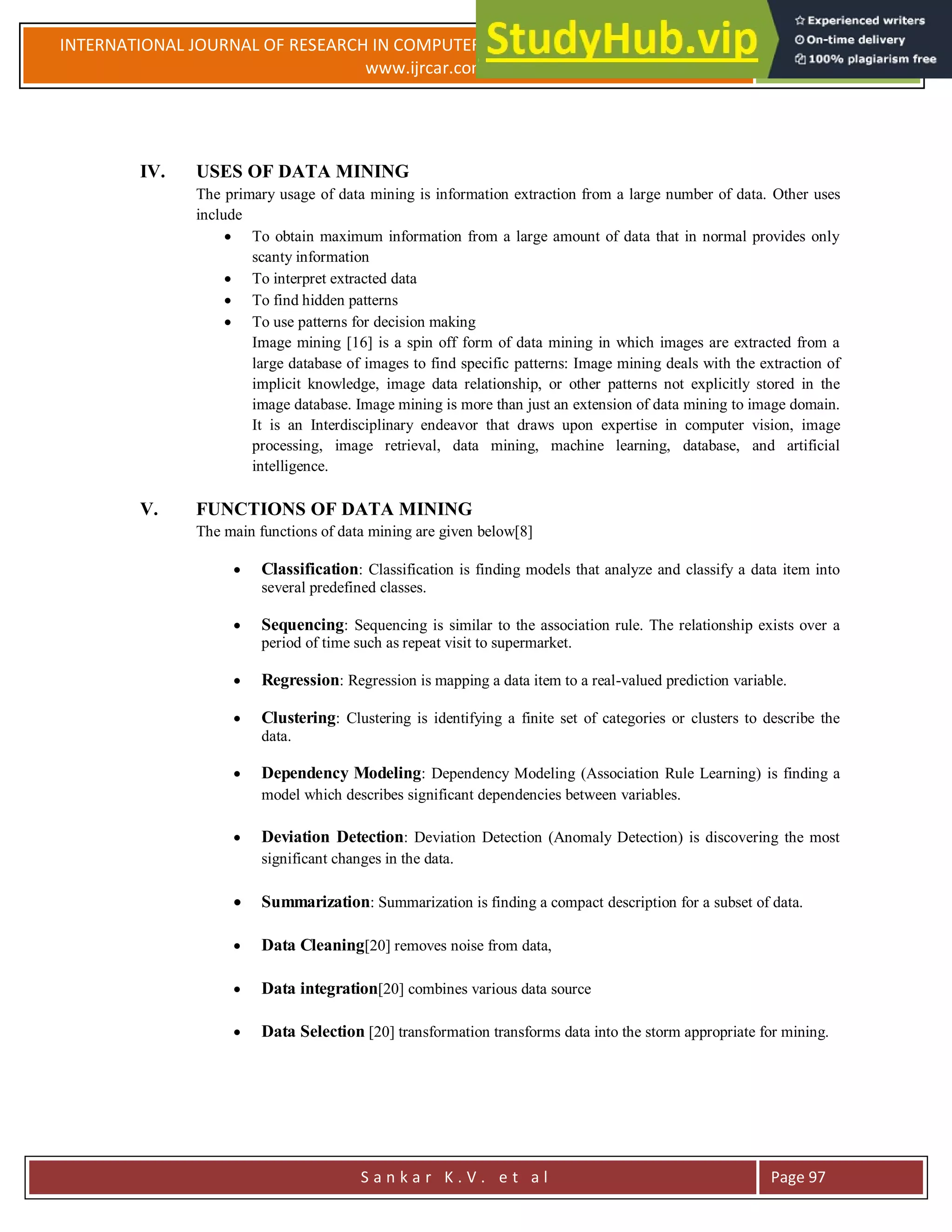 A LITERATURE REVIEW ON DATAMINING | PDF