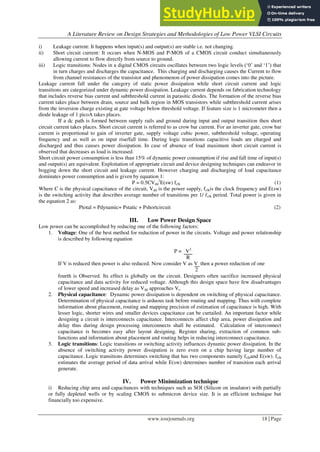 A Literature Review On Design Strategies And Methodologies Of Low Power VLSI Circuits | PDF