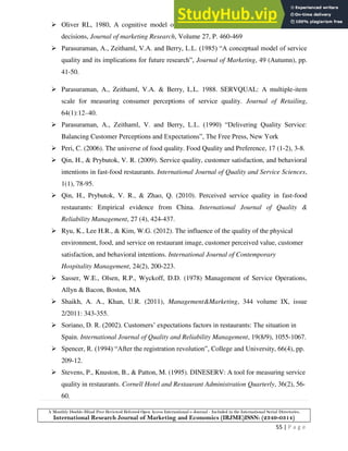 A Literature Review On Factors Affecting Service Quality In Restaurants ...